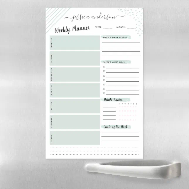 Light Blue | Your Weekly Planner Personalized Magnetic Dry Erase Sheet ...