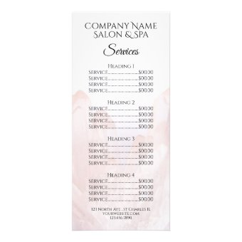 Light Blush Pink Crystals Spa Salon Service Menu | Zazzle