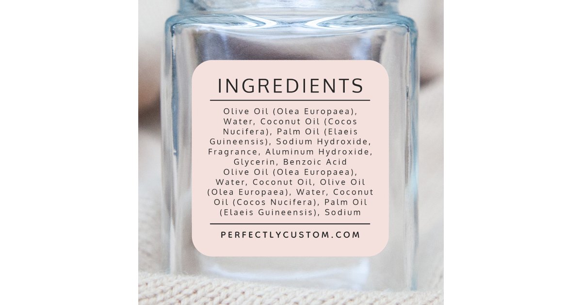 Light blush pink ingredient list product label | Zazzle