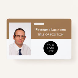 Light Brown Photo ID Name Badge | Zazzle