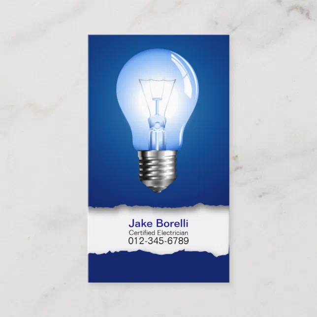 Light Bulb Blue Business Card | Zazzle