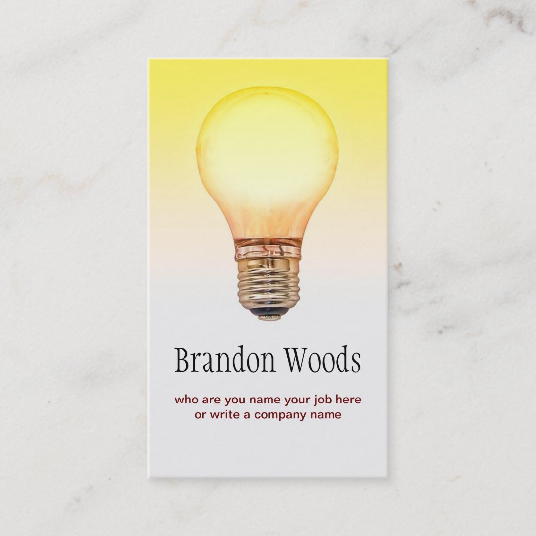 light bulb business card | Zazzle