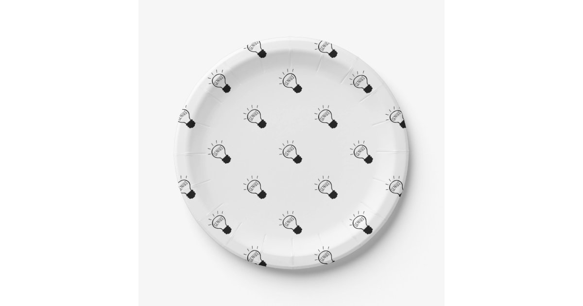 Light bulb in black and white paper plates | Zazzle