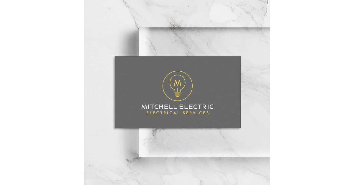 LIGHT BULB MONOGRAM LOGO for ELECTRICIANS Business Card | Zazzle