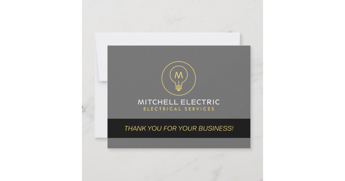 LIGHT BULB MONOGRAM LOGO Thank You Card | Zazzle