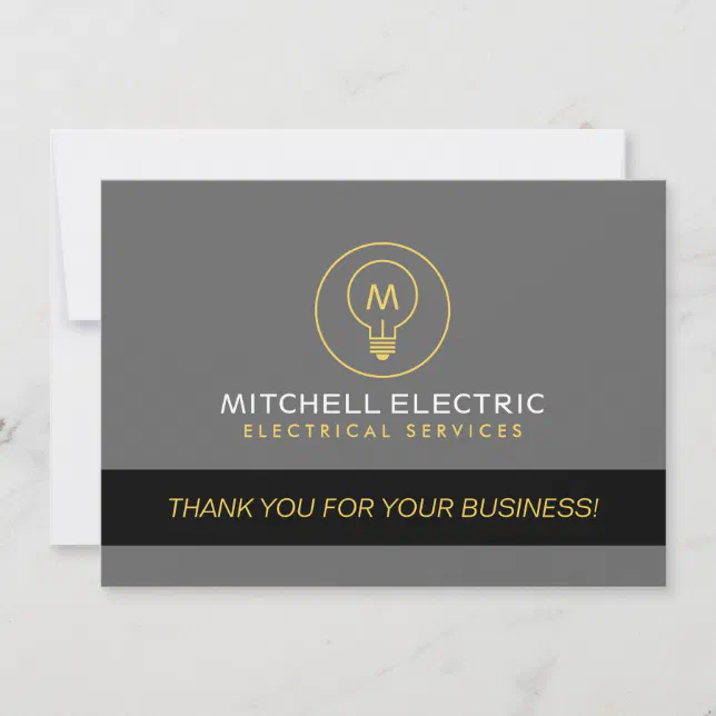 LIGHT BULB MONOGRAM LOGO Thank You Card | Zazzle