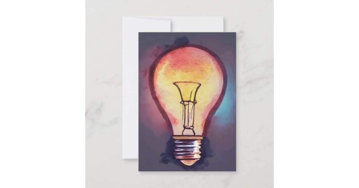 Light Bulb Watercolor Painting, Bulb Thank You Card | Zazzle