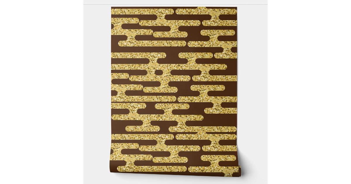 Light Coffee Color and Gold Pattern Modern Wallpaper | Zazzle