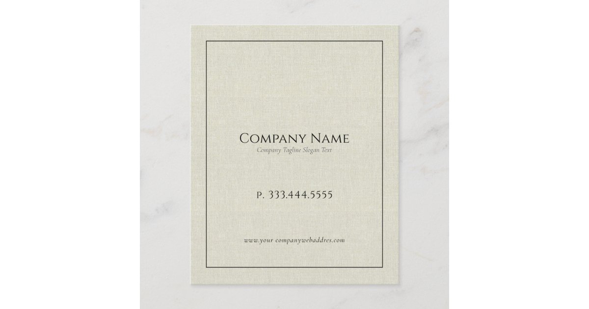 Light cream linen text black typography flyer | Zazzle