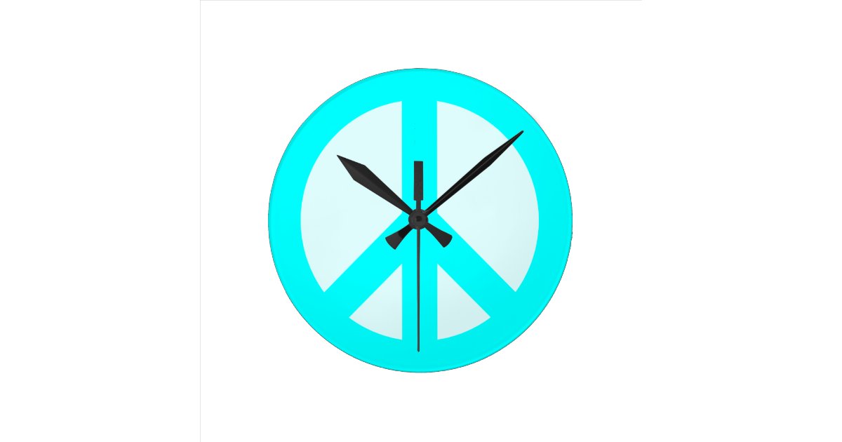 Light Cyan Peace Sign Wall Clock | Zazzle.com