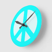 Light Cyan Peace Sign Wall Clock | Zazzle
