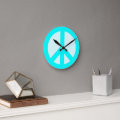 Light Cyan Peace Sign Wall Clock | Zazzle