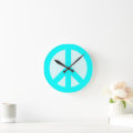 Light Cyan Peace Sign Wall Clock | Zazzle
