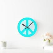 Light Cyan Peace Sign Wall Clock | Zazzle