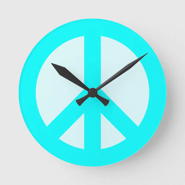 Light Cyan Peace Sign Wall Clock | Zazzle