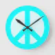 Light Cyan Peace Sign Wall Clock | Zazzle