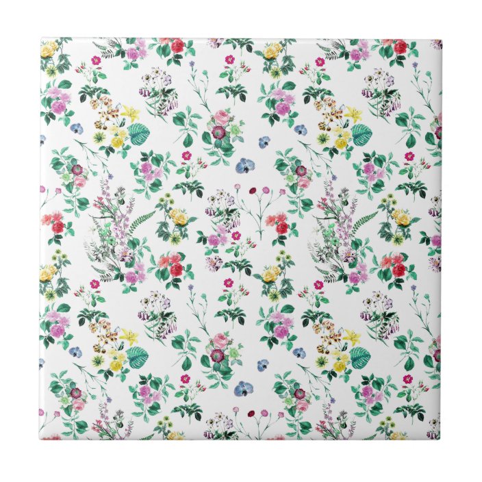 Light Floral Pattern Ceramic Tile | Zazzle.com