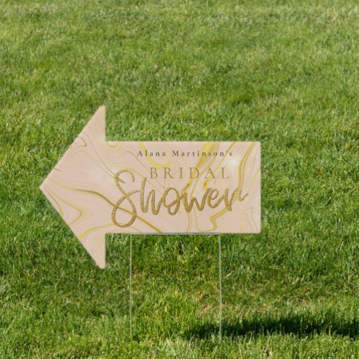 Light Gold Glitter Bridal Shower Arrow Sign | Zazzle