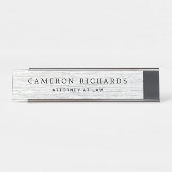 Light gray faux wood grain name and title template desk name plate | Zazzle