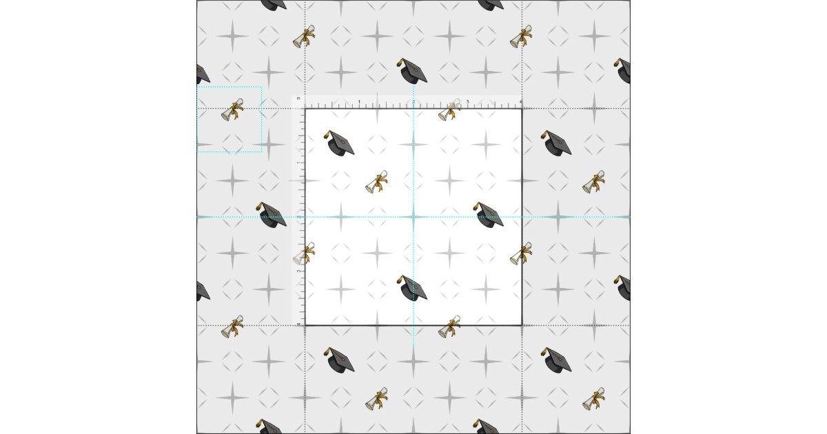 Light Gray Graduation Caps and Diploma Pattern Fabric | Zazzle