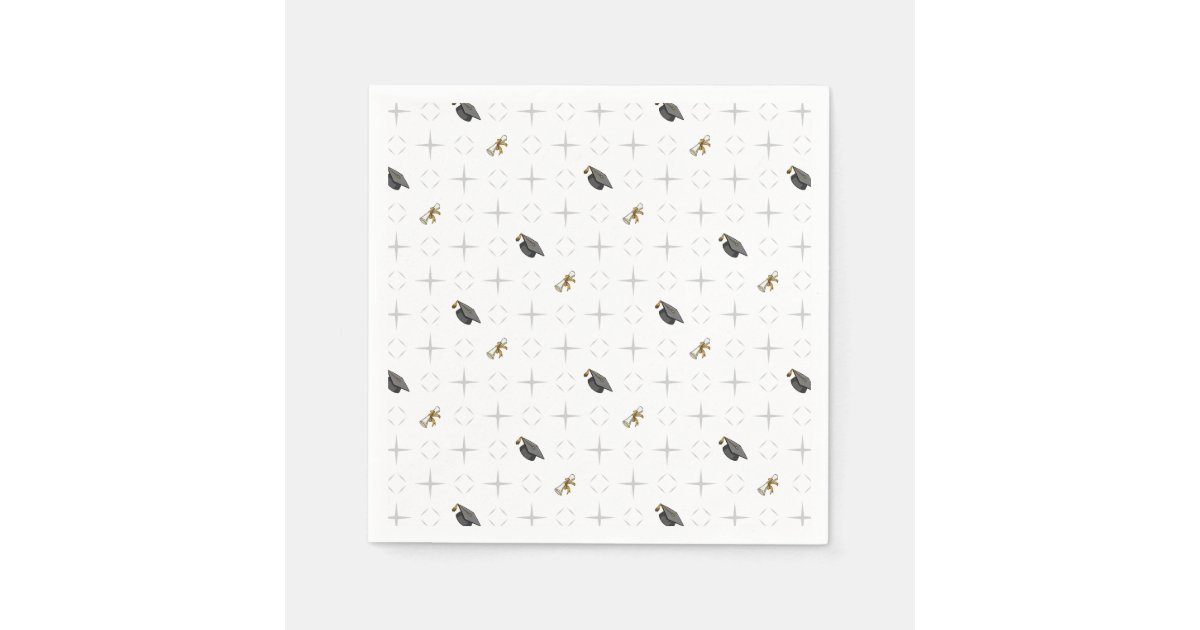 Light Gray Graduation Caps and Diploma Pattern Napkins | Zazzle