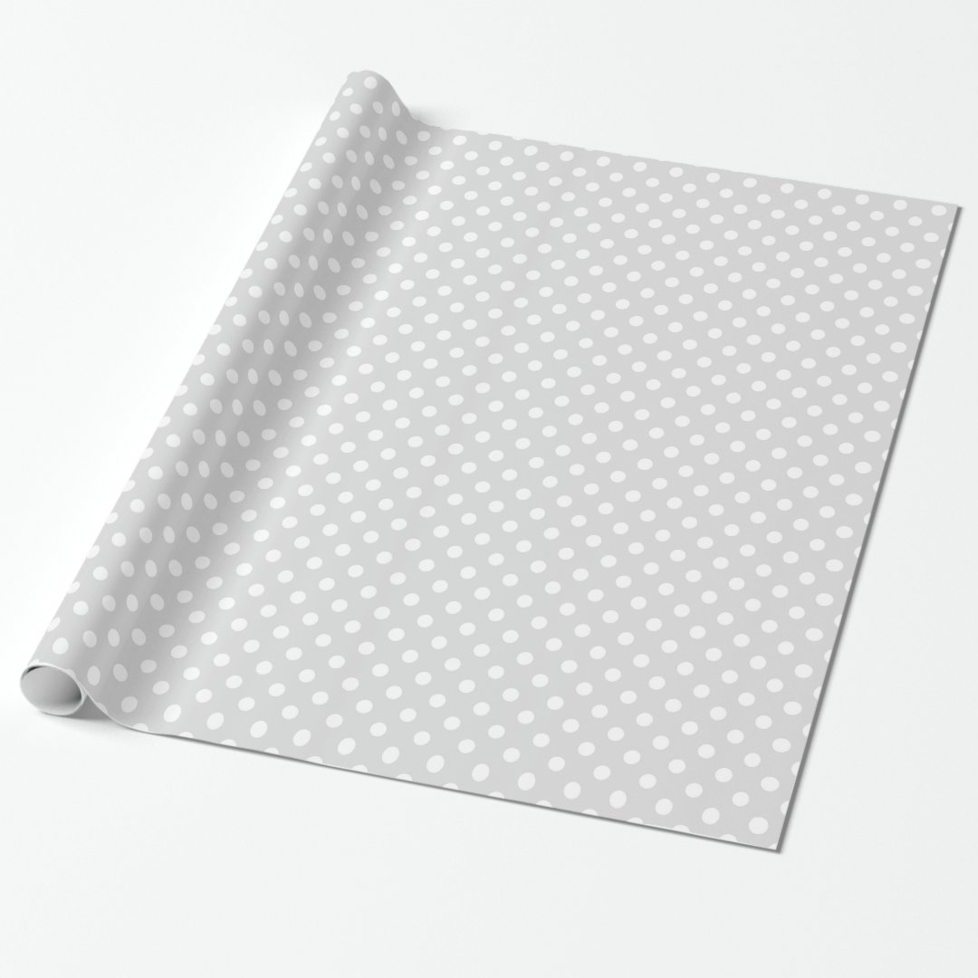 Light Gray White Large Polka Dot Pattern Wrapping Paper | Zazzle