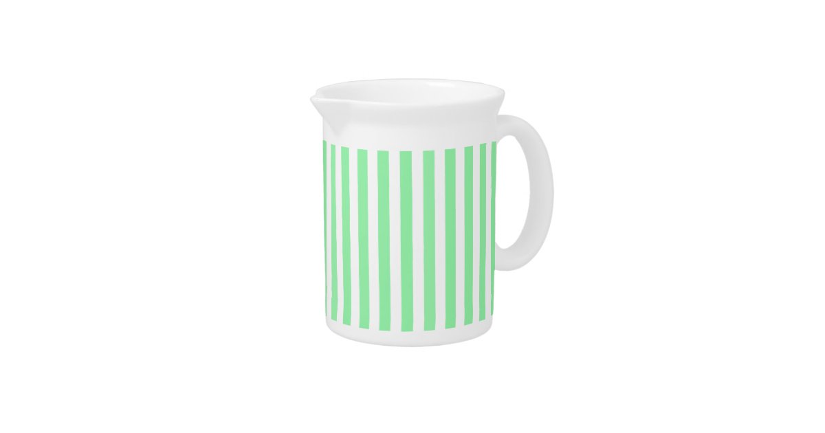 Light green candy stripes beverage pitcher | Zazzle