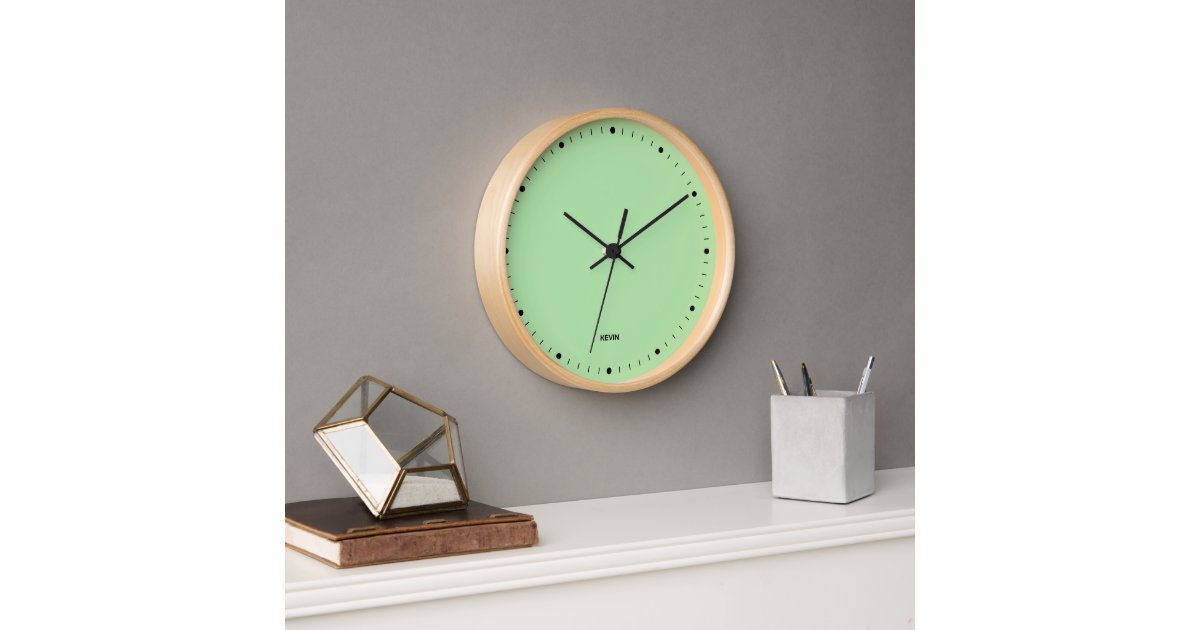 Light green clock face and black hours numbers | Zazzle