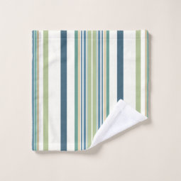 Light Green Navy Blue Stripes Bath Towel Set | Zazzle