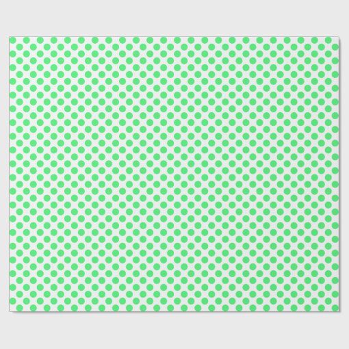 Light Green Polka Dot on White Wrapping Paper | Zazzle