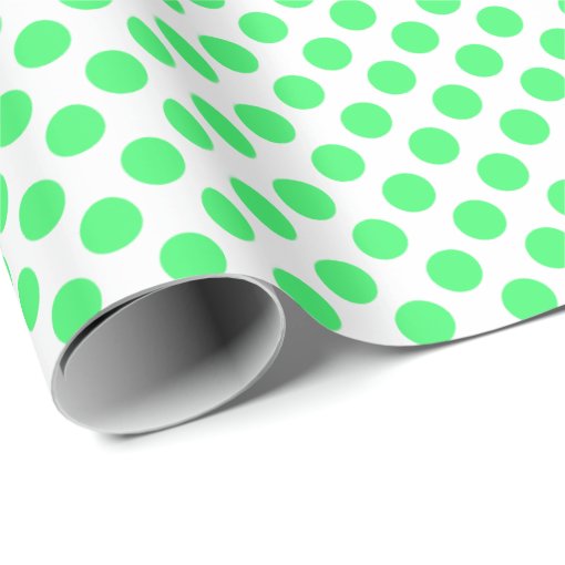 Light Green Polka Dot on White Wrapping Paper | Zazzle