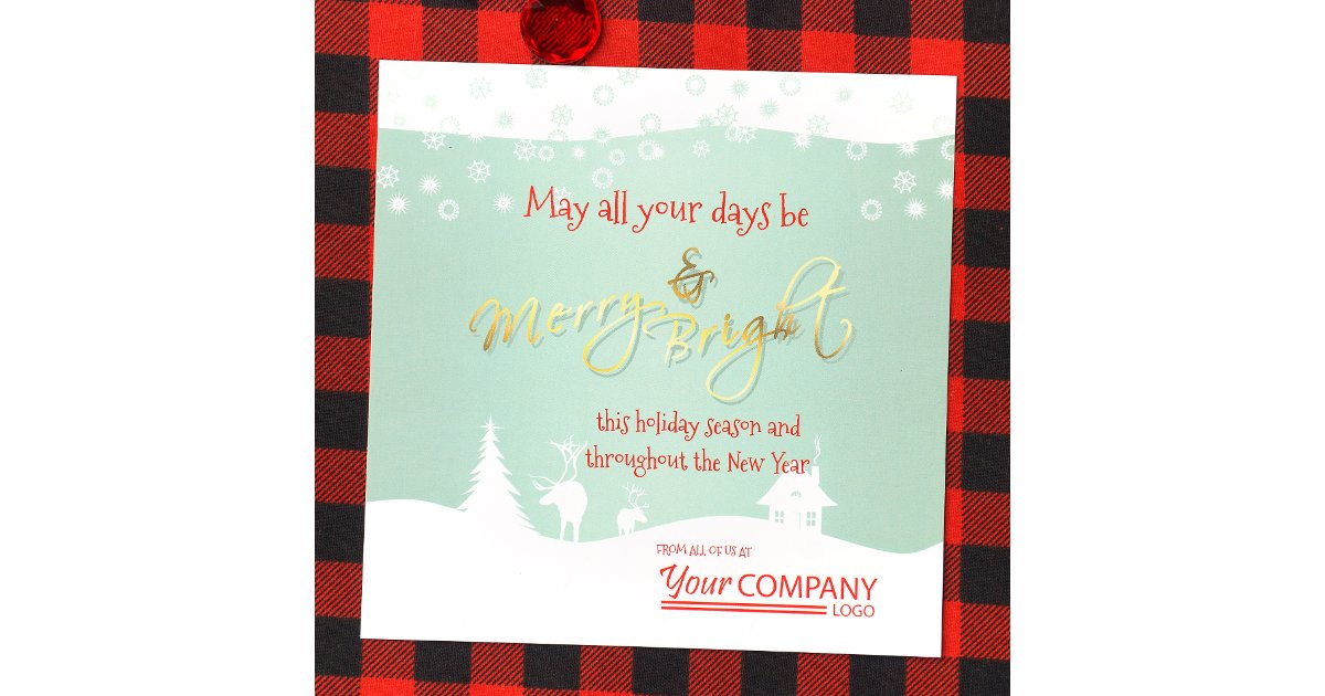 Light Green, Red Logo, White Snow Christmas Invitation | Zazzle