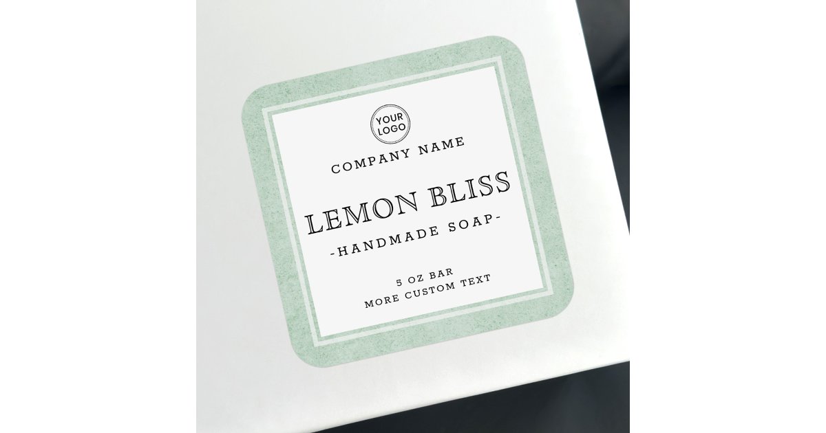 Light green texture border square product label | Zazzle