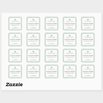 Light green texture border square product label | Zazzle