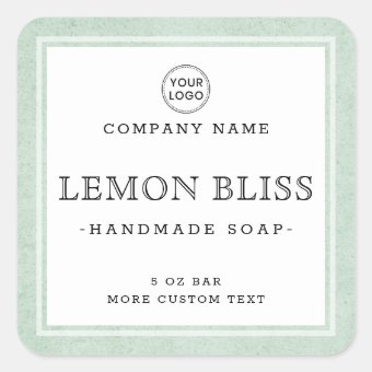Light green texture border square product label | Zazzle