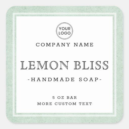 Light green texture border square product label | Zazzle