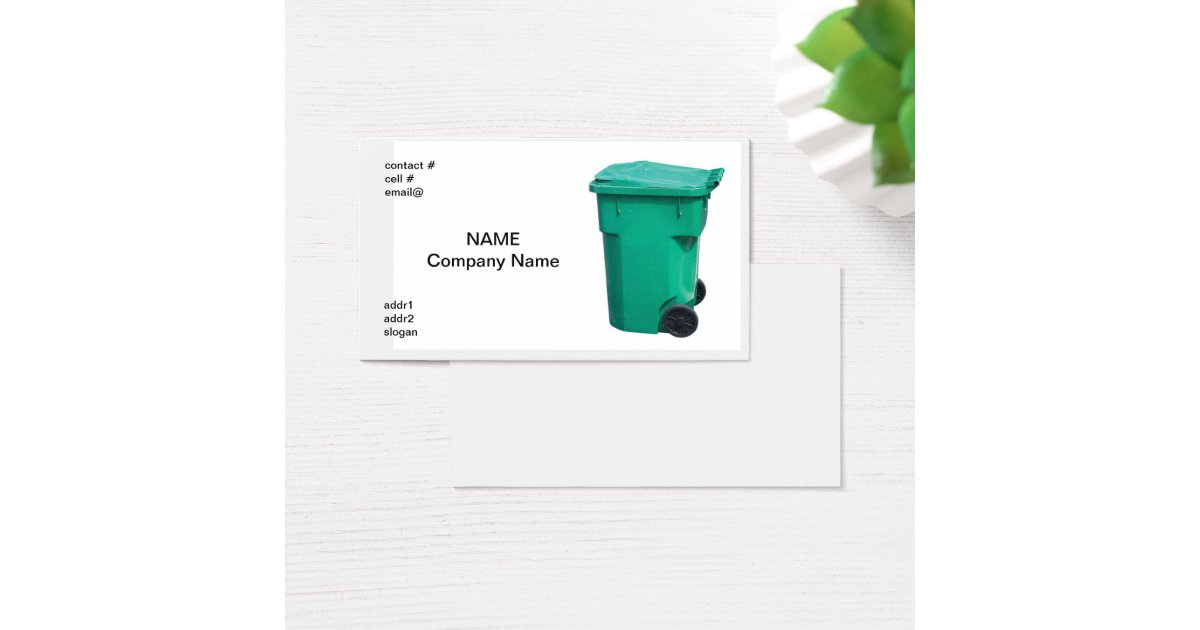 light green trash can business card | Zazzle.com