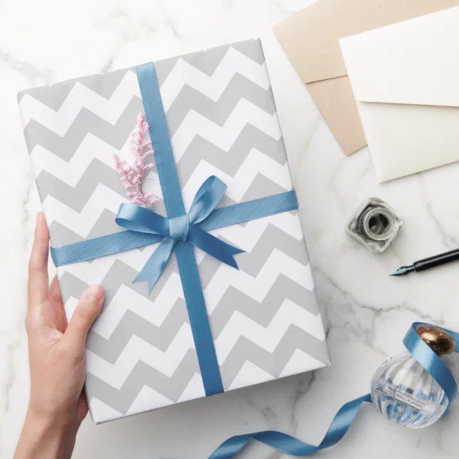 Light Grey and White Chevron Wrapping Paper | Zazzle