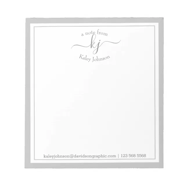 Light Grey Personalized | From The Desk Of Notepad | Zazzle