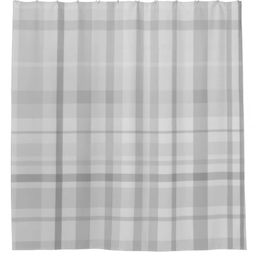 Light Grey Plaid Pattern Minimal Chic Design Shower Curtain | Zazzle
