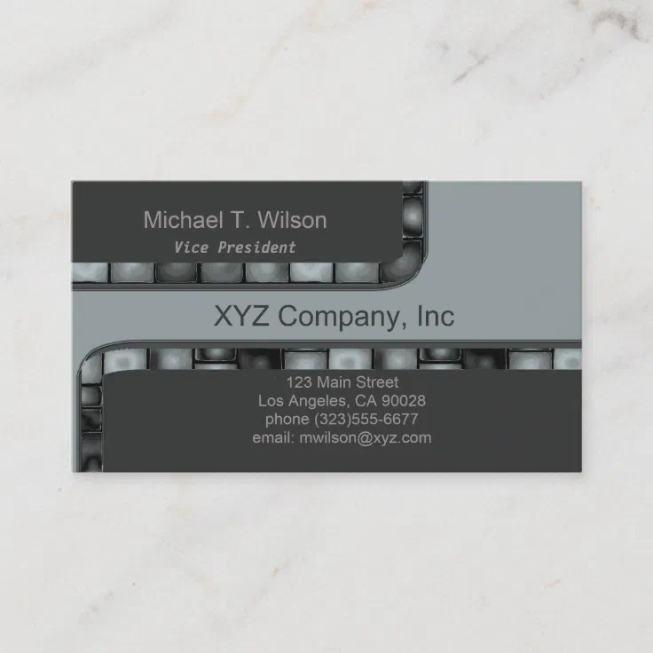 Light Grey Silver Tile Border Business Card | Zazzle