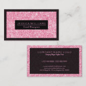 Light Hot Pink Glitter Print Black Accent Business Card | Zazzle