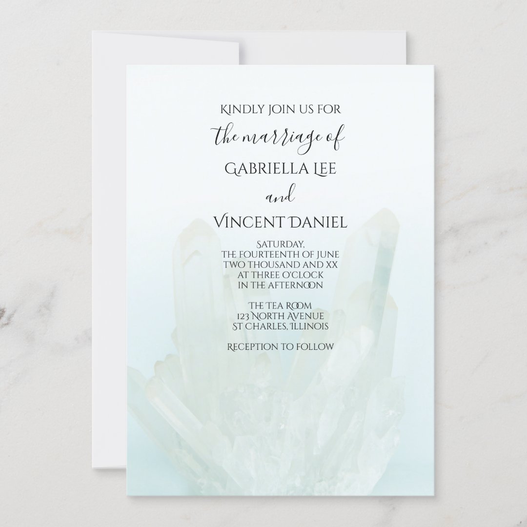 Light Ice Blue Crystals Wedding Invitation | Zazzle