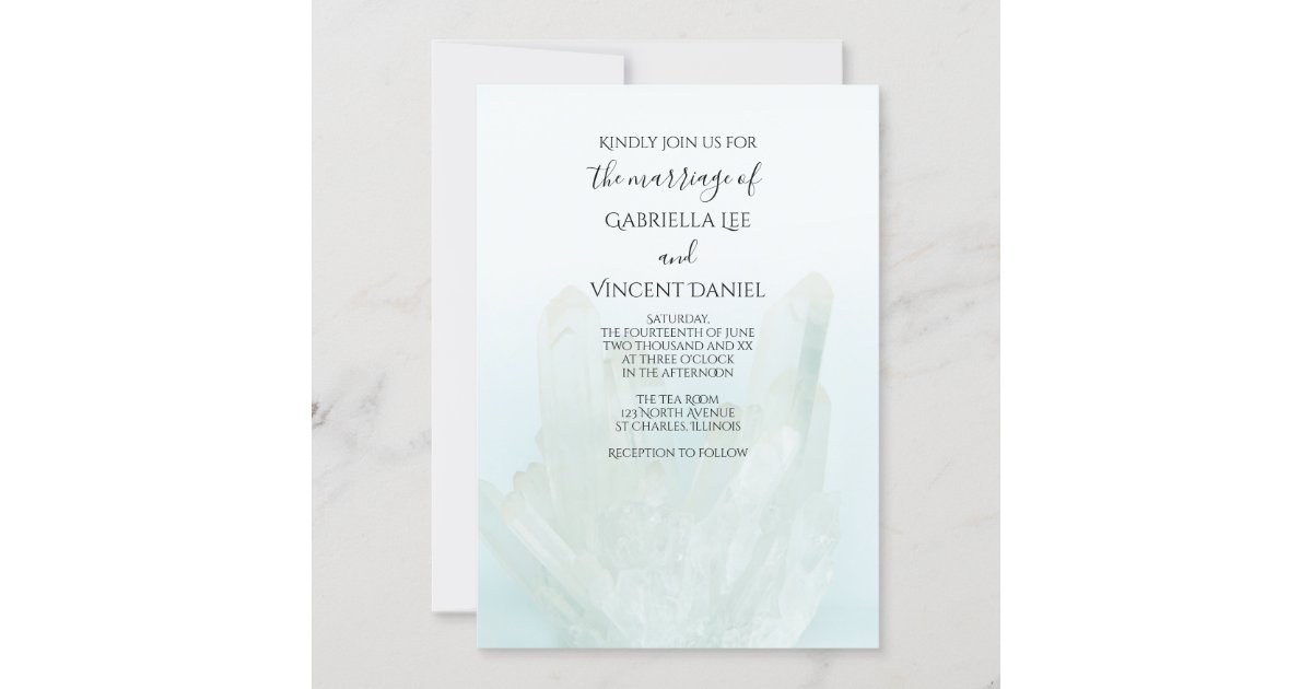 Light Ice Blue Crystals Wedding Invitation | Zazzle