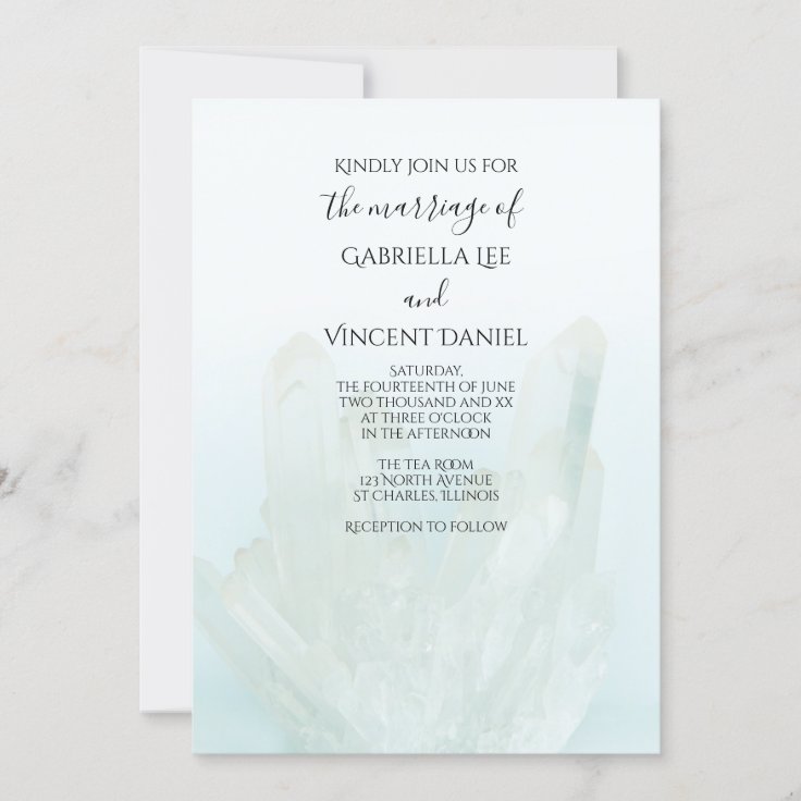 Light Ice Blue Crystals Wedding Invitation | Zazzle