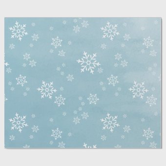 Light Ice Blue Watercolor Snowflake Wrapping Paper | Zazzle