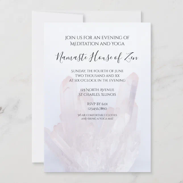 Light Lavender Crystals Meditation / Yoga Karma Invitation | Zazzle