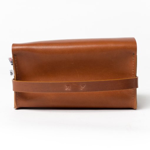 Light Leather Toiletry Kit with Monogrammed Handle | Zazzle