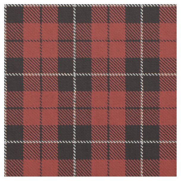 Warm Maroon, red plaid fabric white/black stripe | Zazzle