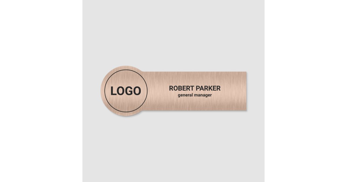 Light Metallic Rose-Gold Texture Name Tag | Zazzle